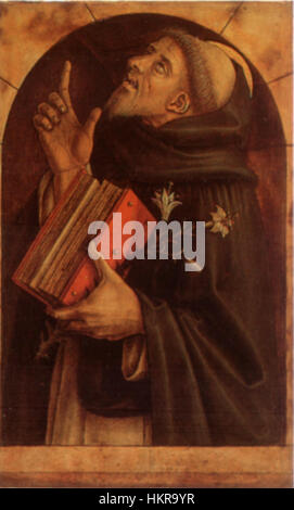 This painting by Carlo Crivelli depicts *San Bernardino*, a revered ...