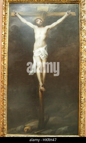 This artwork titled 'The Crucifixion' depicts the moment of Christ's crucifixion, emphasizing ...