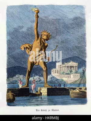 The Colossus of Rhodes. The statue of Helios, the Greek sun-god, was ...