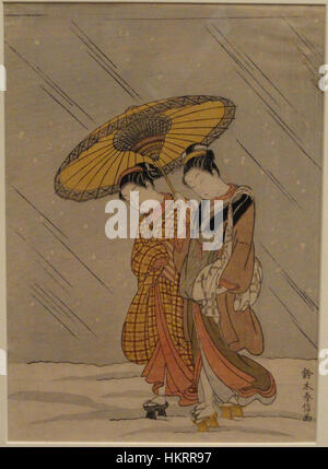 This ukiyo-e woodblock print by Suzuki Harunobu depicts the Omi Hakkei ...