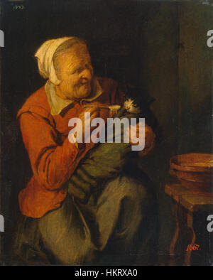 David Rijckaert III's 'Peasant Woman with a Cat' showcases a rural ...