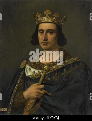 A historical depiction of Louis IX, the French king known for his piety ...