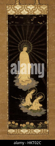 This Japanese artwork, 'The Buddha Amida’s Descent,' illustrates the ...