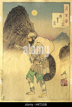 A serene scene depicting a traditional Japanese village at dusk, where ...