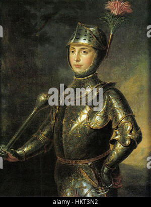 This oil painting portrays Louis II of Bourbon, a significant ...