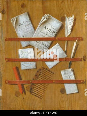 Edward Collier's painting 'Newspapers Letters and Writing Implements on ...