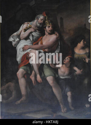 This artwork depicts the mythological scene of Aeneas and the Sibyl in ...