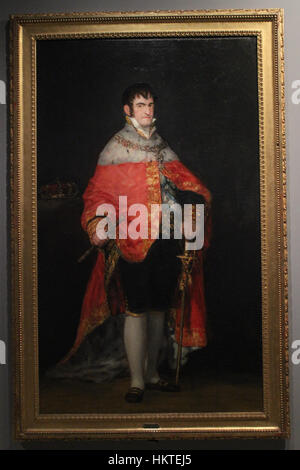 This portrait depicts King Fernando VII of Spain in royal attire. The ...