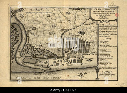 'Plan de Pondichery' is a historical map depicting the layout of ...