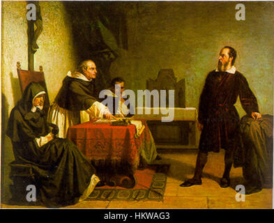 Galileo Galilei at his trial by the Inquisition in Rome in 1633 Stock ...
