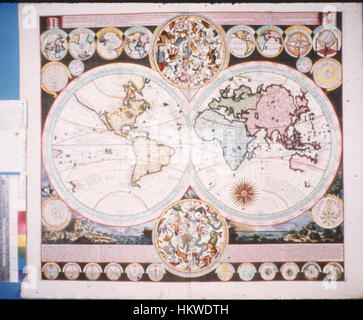 Vintage two hemispheres map of the world by Mathew Carey c. 1800. Map ...