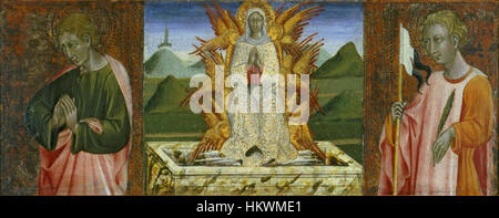 This artwork depicts St. John the Evangelist writing, with his symbol ...