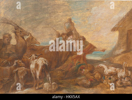 A painting illustrating the biblical story of animals entering Noah’s ...