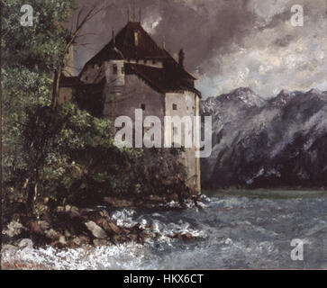 Gustave Courbet's painting 'Chillon Castle' depicts the famous medieval ...