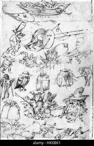This artwork by Hieronymus Bosch, known for his fantastical and surreal ...