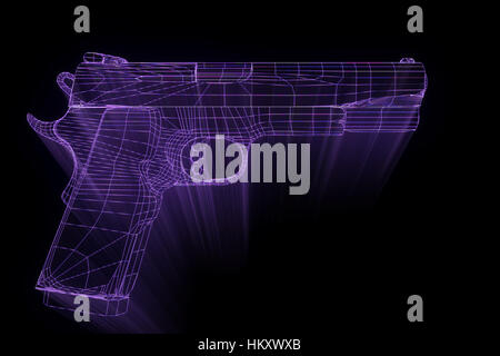 Gun Weapon Hologram Wireframe in Motion. Nice 3D Rendering Stock Photo ...