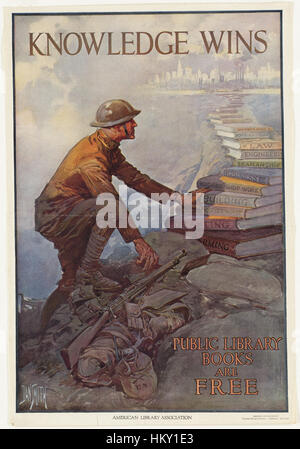 Knowledge Wins - World War One U.S.A Propaganda Poster Stock Photo - Alamy