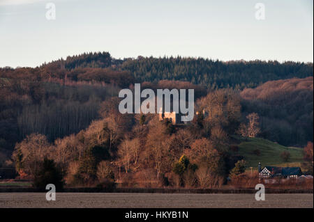 Near Presteigne, Powys, UK. The ruins of medieval Stapleton Castle ...