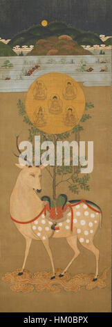 The 'Kasuga Deer Mandala' is a traditional Japanese painting depicting ...