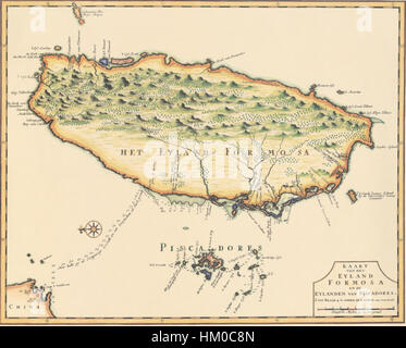 A historical map depicting the islands of Formosa (Taiwan) from a 19th ...