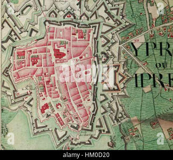 This historical map of Ieper (Ypres), Belgium, created by Braun ...