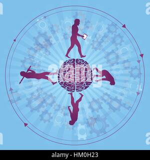 Human evolution into the present digital world. Business risk concept ...