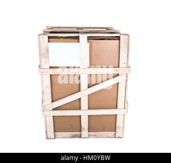 Cardboard boxes with wooden reinforcement Stock Photo - Alamy