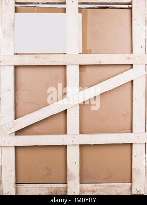Cardboard boxes with wooden reinforcement Stock Photo - Alamy