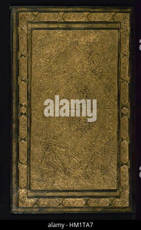 This is a 16th-century Persian bookbinding that features the imagery of ...