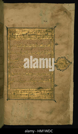 This illuminated manuscript page from Iran features an intricate design ...