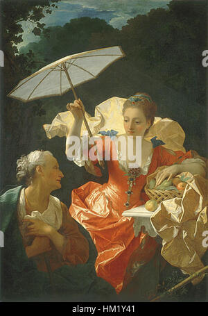 The painting 'Vertumne et Pomone' by Jean-Baptiste Van Loo, housed in ...