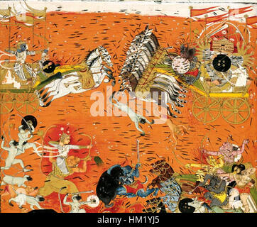 Painting depicts the defeat of the Hindu army at the Battle of Rakshasi ...