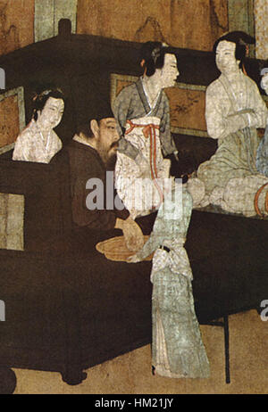 A detail from 'Night Revels of Han Xizai' by Gu Hongzhong, an iconic ...