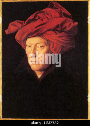 Jan van Eyck's 1433 painting of a man in a red turban, believed to be a ...