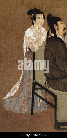 A detail from 'Night Revels of Han Xizai' by Gu Hongzhong, an iconic ...