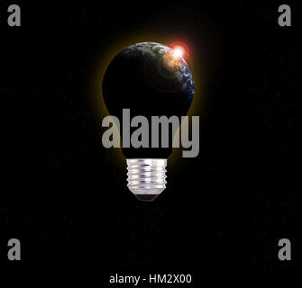 Light bulb with a Sun glowing inside it Stock Photo - Alamy
