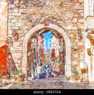 City gate in Taormina, Sicily Stock Photo - Alamy