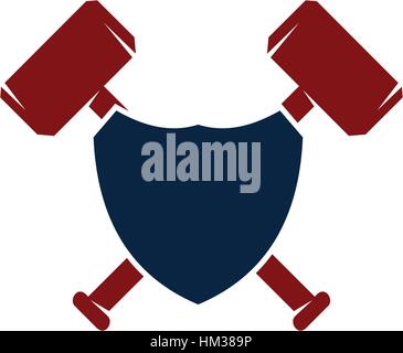 shield and hammer icon Stock Vector Image & Art - Alamy