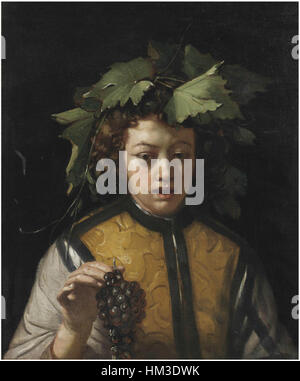 This oil painting by Jan van Dalen, titled 'Bacchus,' depicts the Roman ...