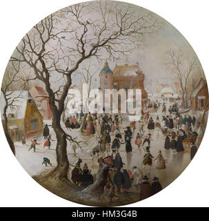 Hendrick Avercamp's 'Ice Scene' portrays a lively winter landscape ...