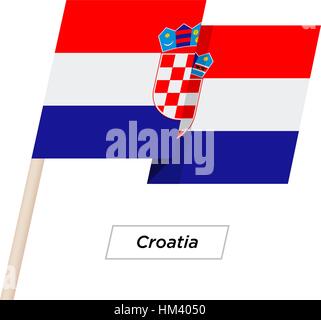 Waving ribbon or banner with flag of Croatia. Template for independence ...