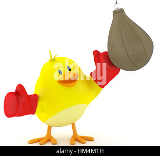 Little boxer chick on white - 3D render Stock Photo - Alamy