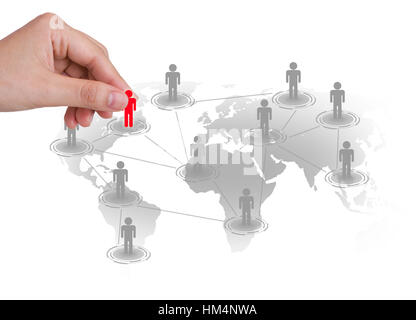 Hand pick red man of Social Network Stock Photo - Alamy