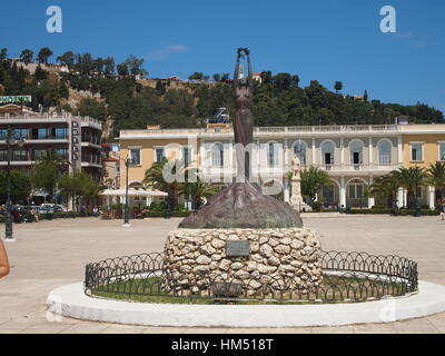 Statue of Liberty on Solomos square in Zakynthos city on Zante island ...