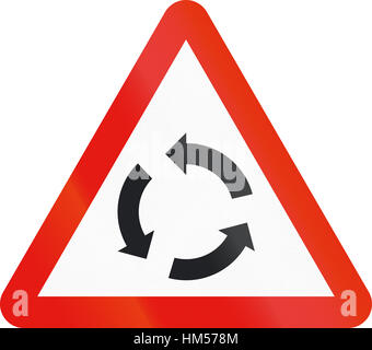 Roundabout intersection warning sign Stock Photo - Alamy