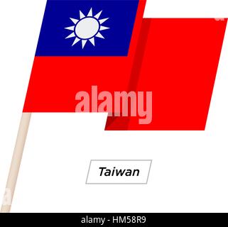 national flag of Taiwan on wavy cotton fabric. Realistic vector ...