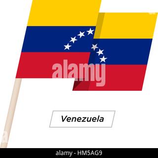 Waving ribbon or banner with flag of Venezuela. Template for ...
