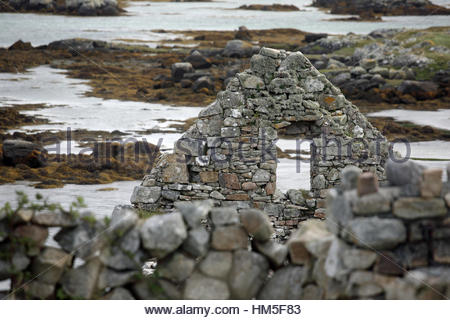 Irish outhouse made of stone and stone walls in Galway, Ireland Stock ...