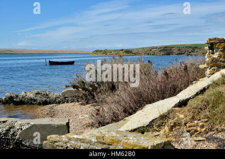 Fleet Lagoon. The England south west coast path. Jurassic Coast. Dorset ...
