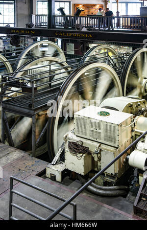 Engines and winding wheels of the San Francisco cable car system at the ...